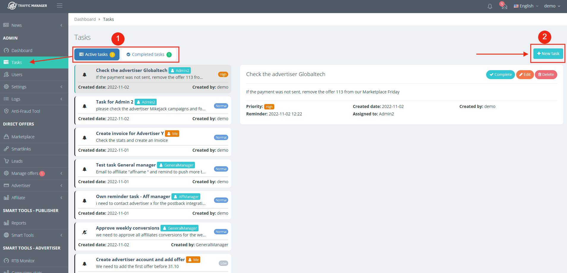 New Feature Released: Tasks and Reminders | TrafficManager blog